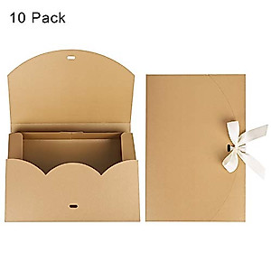 PENINSULA LOVE 10Pack Present Box with Ribbon Bowknot Kraft Paper Gift Bag Underwear Necklace Box Scarf Bag for Wedding Party Valentines Day