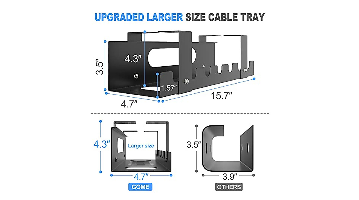 GOME 2-Packs Adjustable Under Desk Cable Organizer for Neat Workspaces