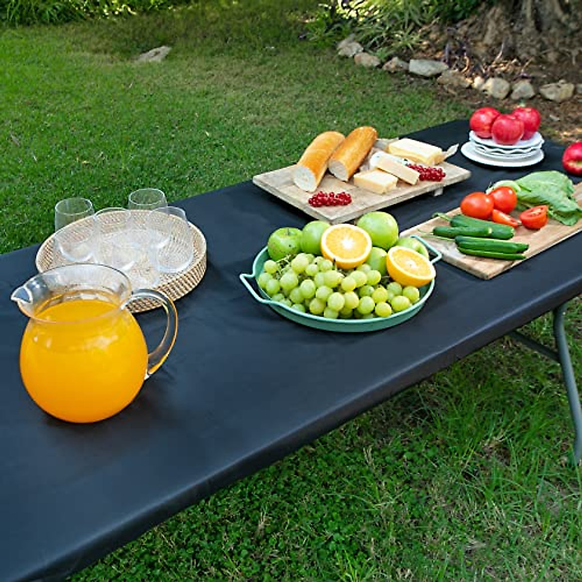 moty Folding Table Cover, Polyester Fitted Waterproof Outdoor Tablecloth Protector with Elastic for Rectangle Picnic Tables, Washable, Wrinkle Resistant, for Patio, Parties, Camping