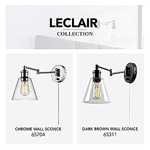 Globe Electric 65311 1-Light Plug-in or Hardwire Industrial Wall Sconce, Dark Bronze Finish, On/Off Rotary Switch, 6ft Clear Cord, Clear Glass Shade, Wall Lights for Bedroom Plug in, Kitchen Sconces