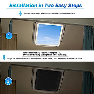 Safoner RV Roof Vent Skylight Insulator Cover, Sun Blackout Fabric for Camper (16 x 16 inch)- Black