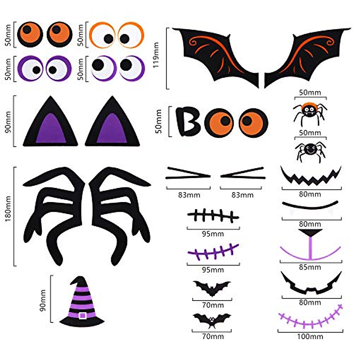 124 Pieces Halloween Foam Stickers Eva Halloween Pumpkin Decorating Craft Stickers DIY Pumpkin Shape Stickers Kit for Halloween Party Supplies Trick Or Treat Party Favors