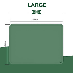 Silicone Kids Placemats, Non-Slip Silicon Placemats for Kids Baby Toddlers Childrens, Portable Baby Placemat for Dining Table, 2Pack (Dark Green 2Set)