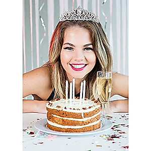 KICOSY Birthday Crown for Women Birthday Sash and Crown Silver Birthday Decorations Crystal Tiara and Birthday Queen Sash Party Favor Gifts for Women and Girls Hair Accessories