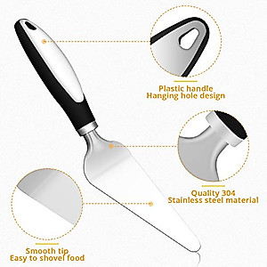 KUFUNG Pizza Sever, Stainless Steel Pizza Pastry Server, Pizza Cutter Shovel with Non Slip Handle for Pizza, Pies, Waffles and Dough Cookies, Easy to Use and Clean (2.4x5 inch(Triangle), Black)