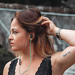 LUDOS Clamor Wired Earbuds in-Ear Headphones, 5 Years Warranty, Earphones with Mic, Noise Isolating Ear Buds, Memory Foam for iPhone, Samsung, School Students, Kids, Women, Small Ears - Turquoise