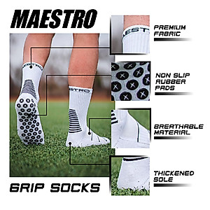 Maestro Grip Socks – Anti-Slip Socks for Men and Women – Soccer, Football, Basketball, Hockey Non-Slip Socks (as1, alpha, l, regular, regular, Red)