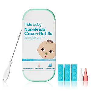 Frida Baby NoseFrida Case + Refills | Cleaning and Storage for Doctor-Recommended NoseFrida The Snotsucker Nasal Aspirator, Storage Travel Case, Bristle Cleaning Brush, Hygiene Filters, Baby Registry