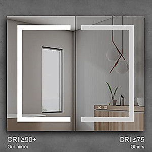 Wemin Smart Home Recessed or Surface 36x30 Inch LED Mirror Medicine Cabinet with Adjustable Color Temp, LED Lighted Medicine Cabinet w/Defogger, Light Color Dimmer(2700-6500K), Outlets & USB (36 x 30)