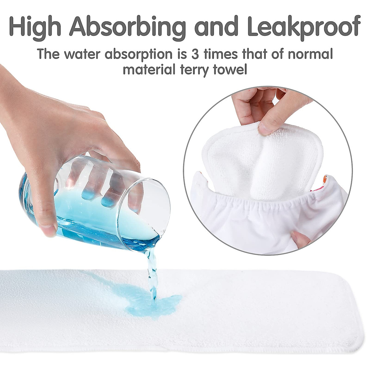 24 Pack Cloth Diaper Inserts Reusable Newborn Cloth Diaper 3 Layer Absorbent Breathable Diaper Inserts Overnight Microfiber Cloth Diaper Liners with an Extra Diaper Bag