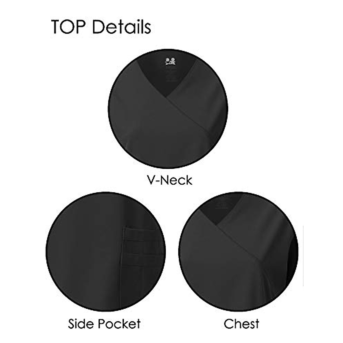 Dagacci Medical Uniform Women's Fitted 4-Way Stretch Y Neck Natural Stretch Scrub Set, Black, M