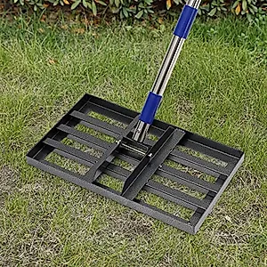 Lawn Leveling Rake, Heavy Duty 17"x10" Lawn Leveling Rake with 6FT Adjustable Steel Handle for Yard Garden Lawn Leveling, Soil Sand Leveling Spreading Dirt Top Dressing, Small Lawn Level Tool