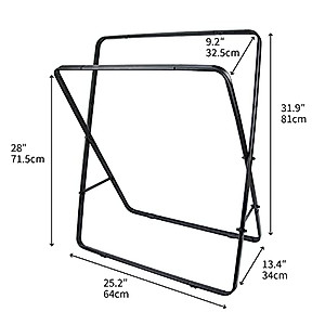 Qflushor Standing Towel Rack, 2-Tier Bathroom Towel Rack Stand Foldable, Outdoor Towel Rack Free Standing Metal for Bath Towel, Hand Towel, Blanket, Matte Black