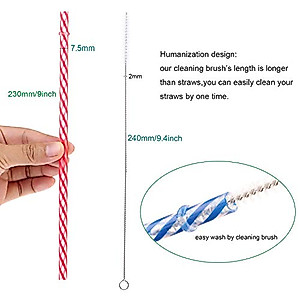 Dakoufish 12 Piece 9 Inch Reusable Plastic Thick Drinking Straws BPA Free Mason Jar Straws transparent small Stripe (9inch 6color)