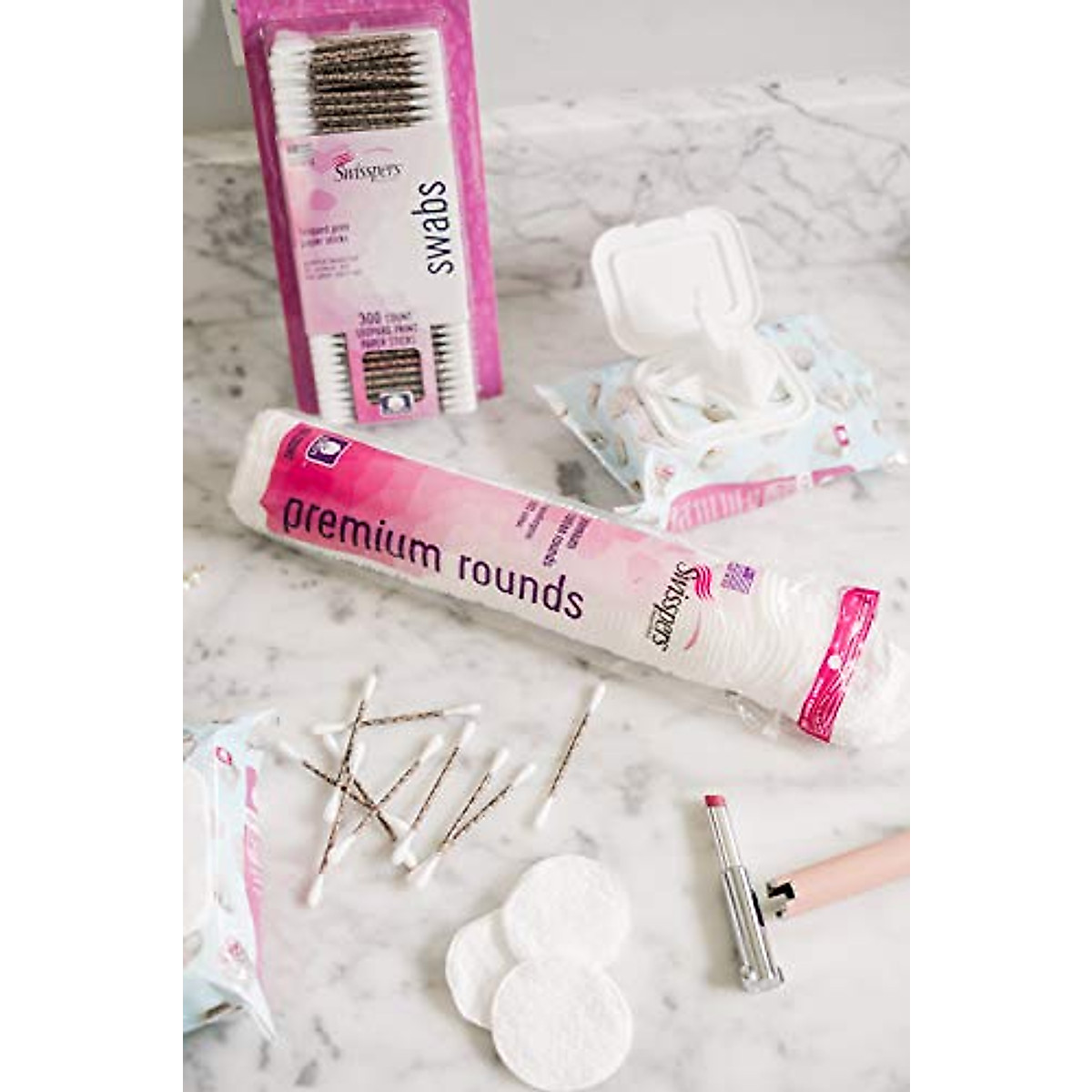 Swisspers Premium Cotton Rounds, Hypoallergenic, 80 Count, Pack of 6 (480 Rounds Total)