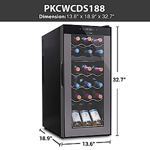 NutriChef PKCWCDS188 Cellar Cooler for White and Red Wines Chiller, 18 Bottle Dual Zone-Black