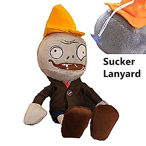 JHESAO 12" PVZ Plush Conehead Zombies Brown Coat Toys PVZ 1 2 Stuffed Soft Doll Roadblock Conehead Zombie New
