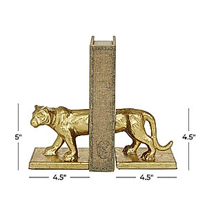Deco 79 Metal Leopard Bookends, Set of 2 4"W, 5"H, Gold