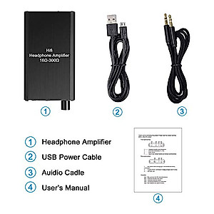 Headphone Amplifier Portable 3.5 mm Audio Amp with Lithium Battery for MP3, MP4, Tablets， Smart Phone, Digital Player, Computer PC