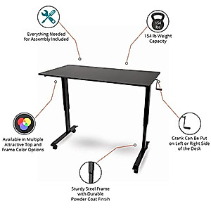 Stand Steady Tranzendesk 55 Inch Standing Desk | Height Adjustable Sit to Stand Workstation with Removable Crank Handle | Ergonomic Desk Great for Home & Office! (55.6"/ Black)