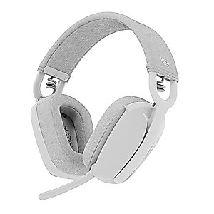 Logitech Zone Vibe 100 Lightweight Wireless Over Ear Headphones with Noise Canceling Microphone, Advanced Multipoint Bluetooth Headset, Works with Teams, Google Meet, Zoom, Mac/PC - Off White