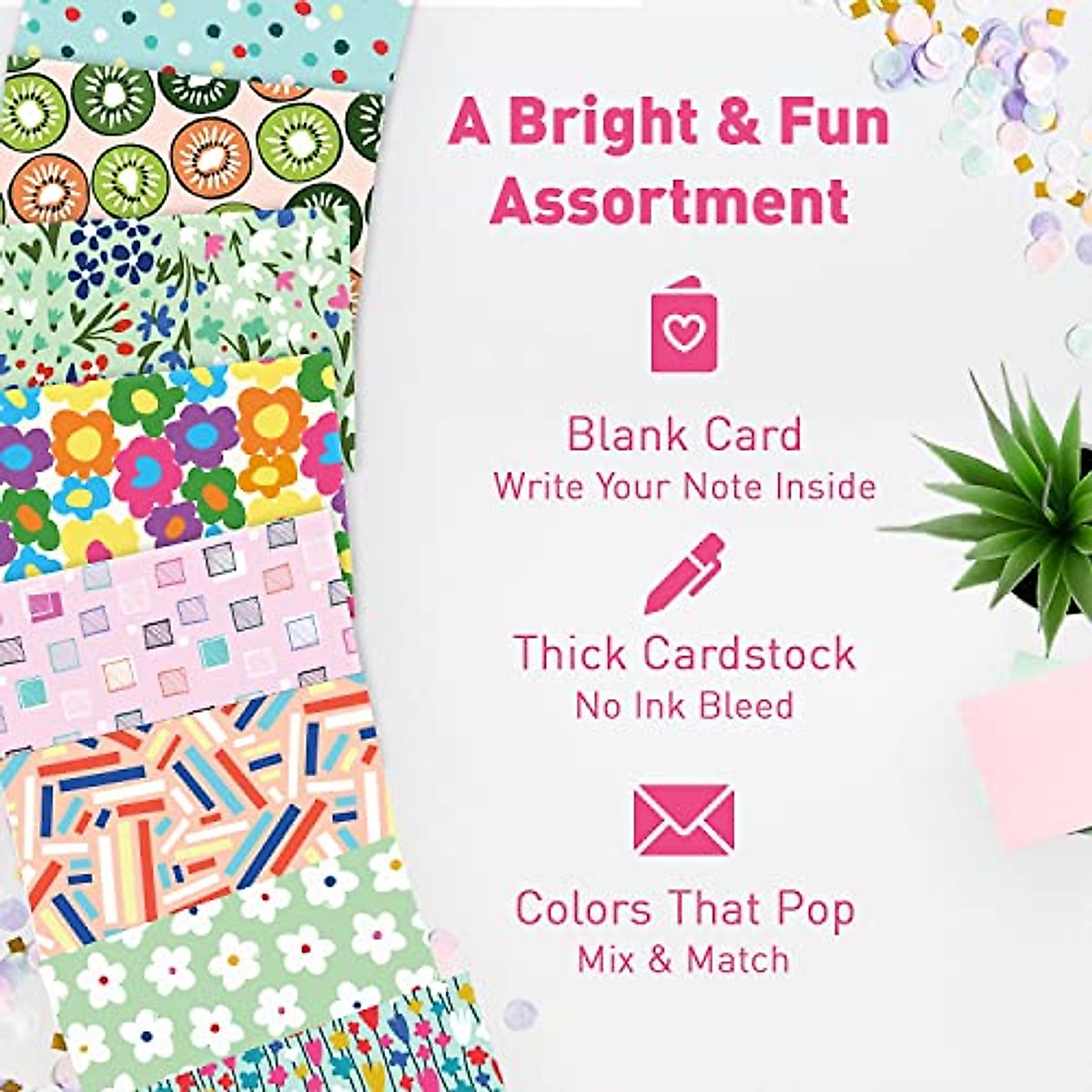 S&O Blank Cards for All Occasions in One Box Set - Blank Notecards with Envelopes for Handwritten Messages - All Occasion Cards Assortment Box with Envelopes - 100 Vibrant Notecards and Envelopes Set