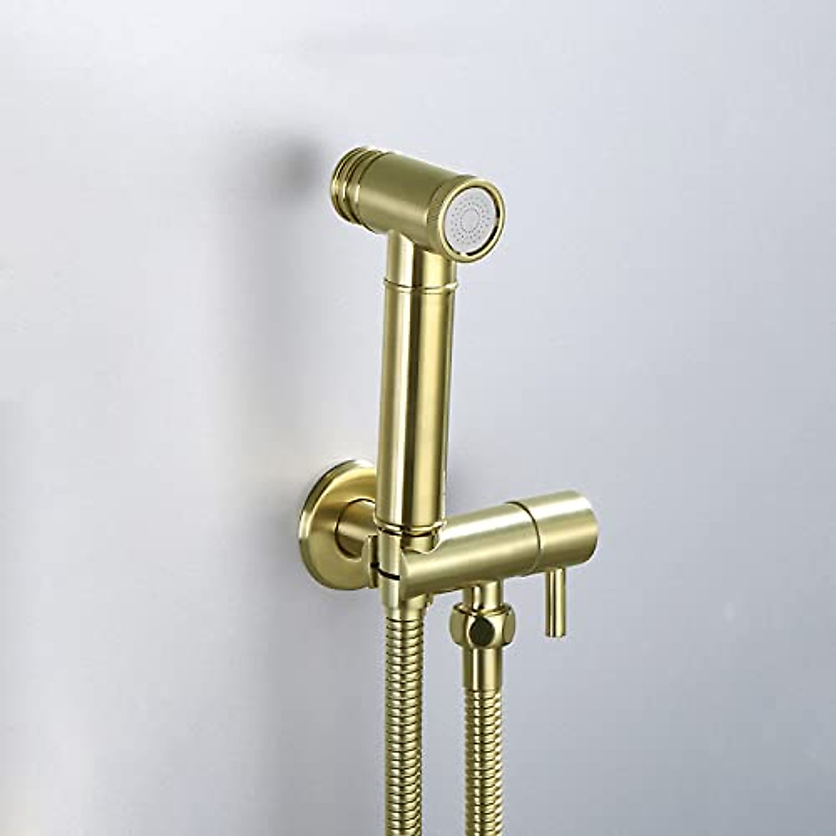 MINJING Bidet Sprayer Kit for Toilet Brushed Gold Button Sprayer Single Cold Bathroom Tap Multifunctional Wall Hanging Bathroom Bidet Shower, D