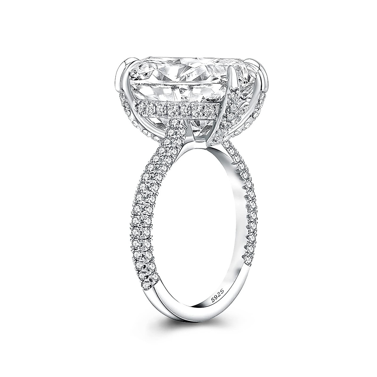 RODIFFY 7CT Elongated Cushion Cut Promise Ring,Simulated Diamond 925 Silver Engagement Ring(8)