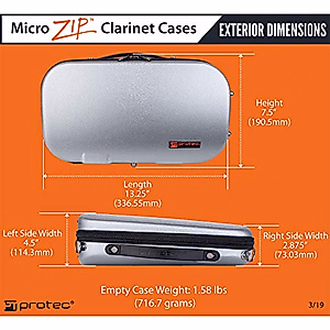 Protec ZIP Series Micro-Sized ABS Protection Clarinet Case, Black (BM307)