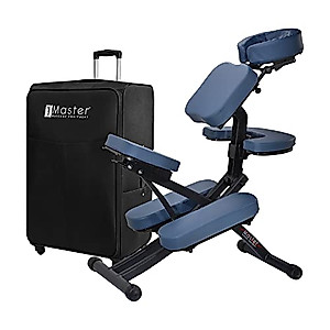 Master Massage Rio Portable Massage Chair - Royal Blue, Lightweight 24 lbs, Aluminum Foldable Frame, Fully Adjustable
