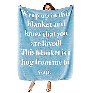 Bedsure Get Well Soon Gifts for Women - After Surgery Blanket with Inspirational Words Sympathy Gift for Men Hug Soft Fleece Healing Blanket Blue 50x60 Inch