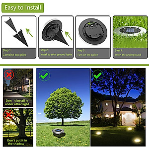 Jyniiw 8Pcs Solar Ground Lights Solar Garden Lights, 8LED Solar Lights Outdoor Garden Waterproof Disk Lights Landscape Lights for Yard Patio Pathway Lawn Driveway Deck Step and Walkway (Warm White)