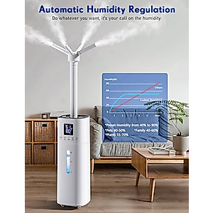 Honovos Humidifiers for Bedroom, 15L Wholehouse Humidifier for 2000 sq. ft, 600ml/h Cool Mist Humidifier for Large Room With Essential Oil Tray, Top Fill Floor Humidifier for Baby Yoga Plants
