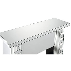 Acme Dominic Mirrored Electric Fireplace in Mirrored Finish