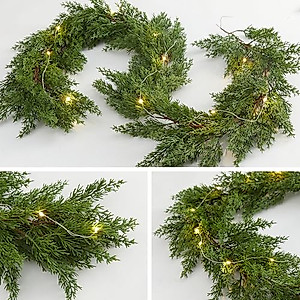 6FT PARTY JOY Seasonal Artificial Christmas Garland with Lights Pine Needle Cypress Garland for Holiday Winter Indoor Outdoor Decor