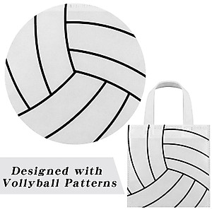 MIMIND 24 Pieces Volleyball Non-Woven Party Favor Bags with Handles 7.8 x 7.8 Inch Volleyball Party Favor Bags Goodie Treat Candy Bags for Sports Theme Party Baby Shower Birthday
