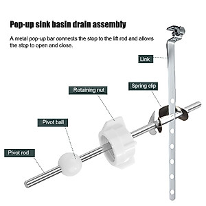 Lavatory Pop Up Center Piece Assembly, Sink Ball Rod/Pivot Rod Replacement Sink Drain Parts Compatible with Price Pfister Pop Up Stopper and Other Popular Brands Replacement for PS2673(White)