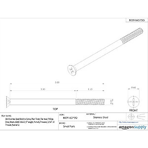 Small Parts 18-8 Stainless Steel Machine Screw, Plain Finish, Flat Head, Phillips Drive, Meets ASME B18.6.3, 5" Length, Partially Threaded, 1/4"-20 UNC Threads (Pack of 5)