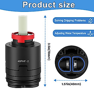 Vayolli 40PHF-2 40mm Pressure Balance Cartridge, Shower Cartridge Replacement, Faucet Cartridge Replacement for Tub/Shower Faucet Valve (with Distributor) Height 3.1 in (79 mm) Width 1.57 in (40 mm)