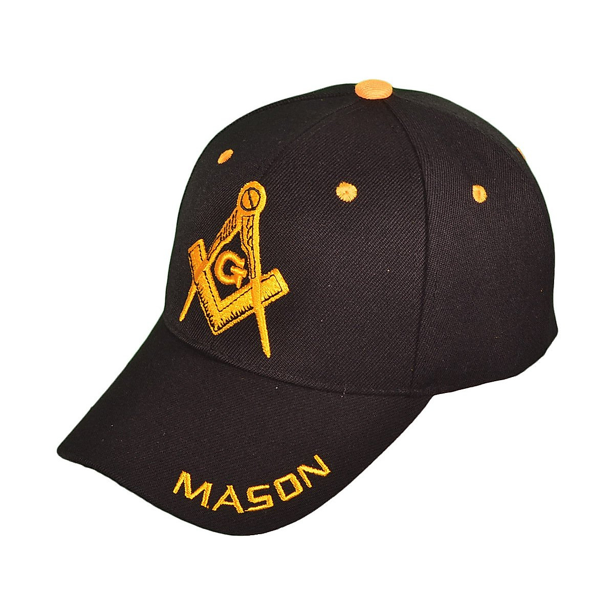 AborenCo Freemason Mason Symbol Adjustable 3D Embroidery Baseball Cap Hat (Black)