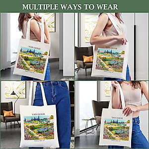 Andeiltech Canvas Aesthetic Tote Bag for Women with Zipper Inner Pocket Beach Shopping Bags Canvas Shoulder Bag Gifts Reusable Grocery Bags