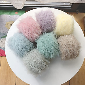 50G Imitation Plush Mink Cashmere Yarn Candy Color Soft Dyed Hand Knitting Cotton Blend Yarn for DIY Sweater Doll Supplies (Color : Light Purple)