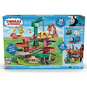 Thomas & Friends Multi-Level Toy Track Set, Trains & Cranes Super Tower with Thomas & Percy Engines for Preschool Kids Ages 3+ Years​ (Amazon Exclusive)