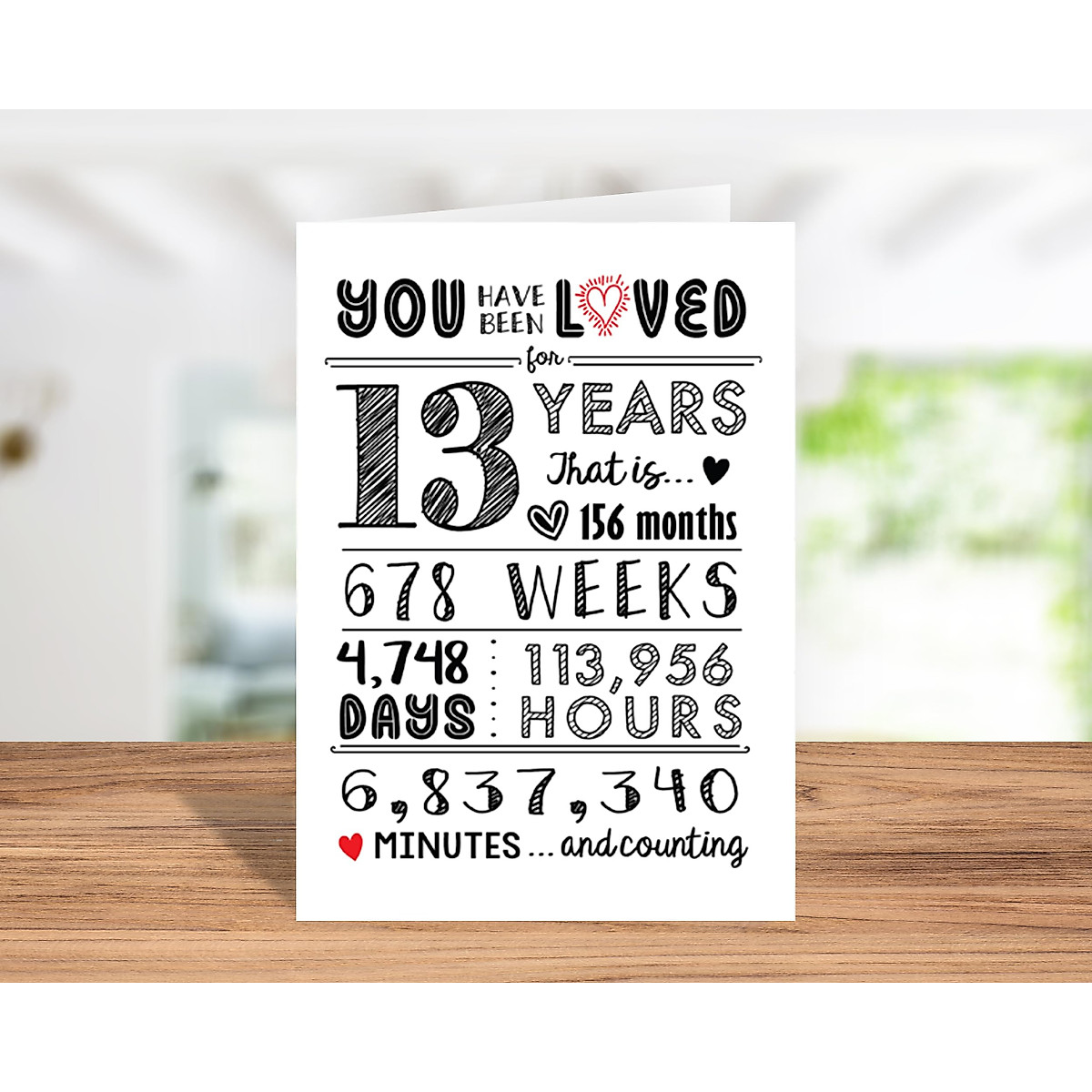 Katie Doodle - Super Cute, 13th Birthday Card, (Handmade in USA), 13th Birthday Decorations for Girls, 13 Year Old Girl Gifts, 13th Birthday Decorations for Boys (13 Years Loved)