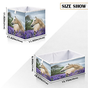 Blueangle Beautiful Palomino Horse Cube Storage Bin, 11 x 11 x 11 in, Large Collapsible Organizer Storage Basket for Home Décor（992）