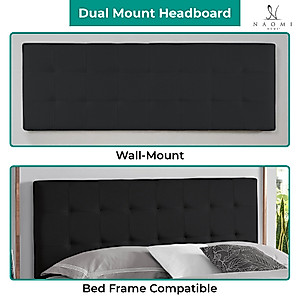 Jessenia Queen Headboard Only, Height Adjustable Bed Headboard Queen Size, Square Tufted Headboard Queen Size with 12 Positions, Metal Legs, Wall/Bed Mount, Linen Fabric Headboard Queen, Black