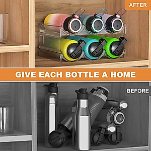 Plastic Water Bottle Organizer and Wine Rack Storage Holder,2 Tier 6 Containers Stackable Free-Standing Bottle Storage Rack for Kitchen Countertops, Table Top, Pantry, Bars, Cabinets, Fridge - Clear
