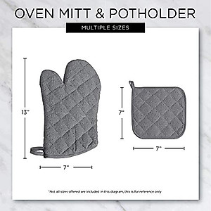 DII Basic Terry Collection 100% Cotton Quilted, Oven Mitt, Eggplant, 2 Piece