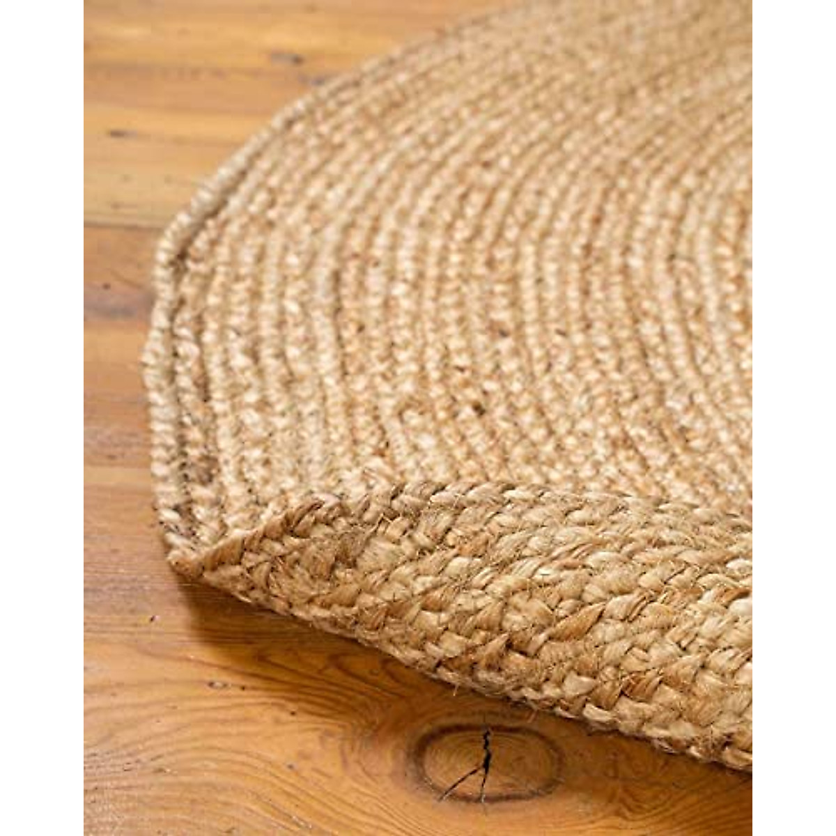 Agro Richer Farmhouse Rugs for Living Natural Jute Area Rug Hand Braided Oval Rugs for Bedroom, Kitchen, Living Room Rug Carpet (2x3 Square Feet, Beige)