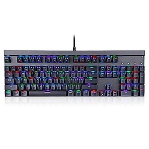 Teerwere Gaming Keyboard USB Wired 104 Key RGB Backlit Mechanical Gaming Keyboard Blue/Red Switch Aluminum Alloy Plate Mechanical Gaming Keyboard (Color : White, Size : Blue Switch)